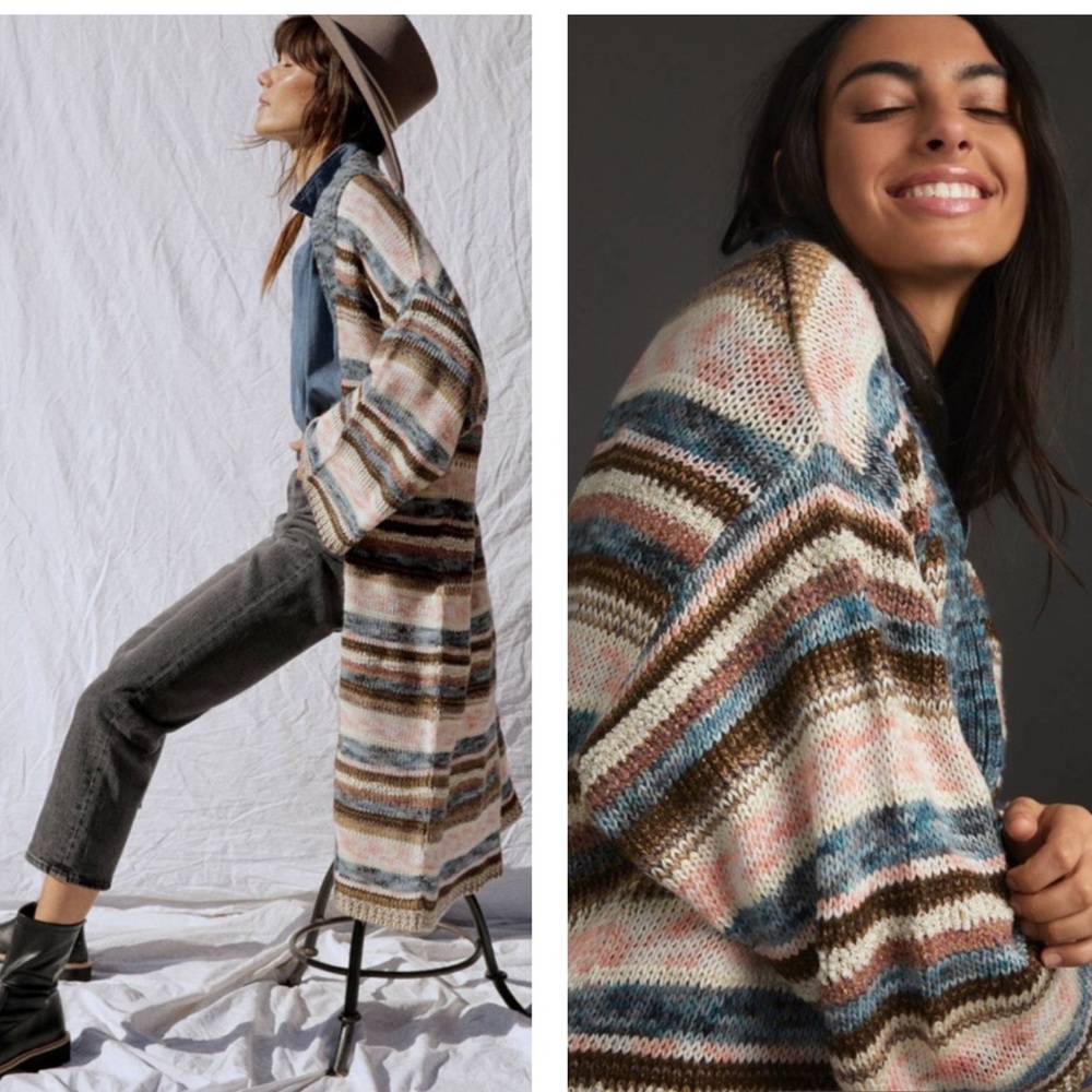 Anthropologie Lizzie Shimmer Knit Duster Kimono - Gem